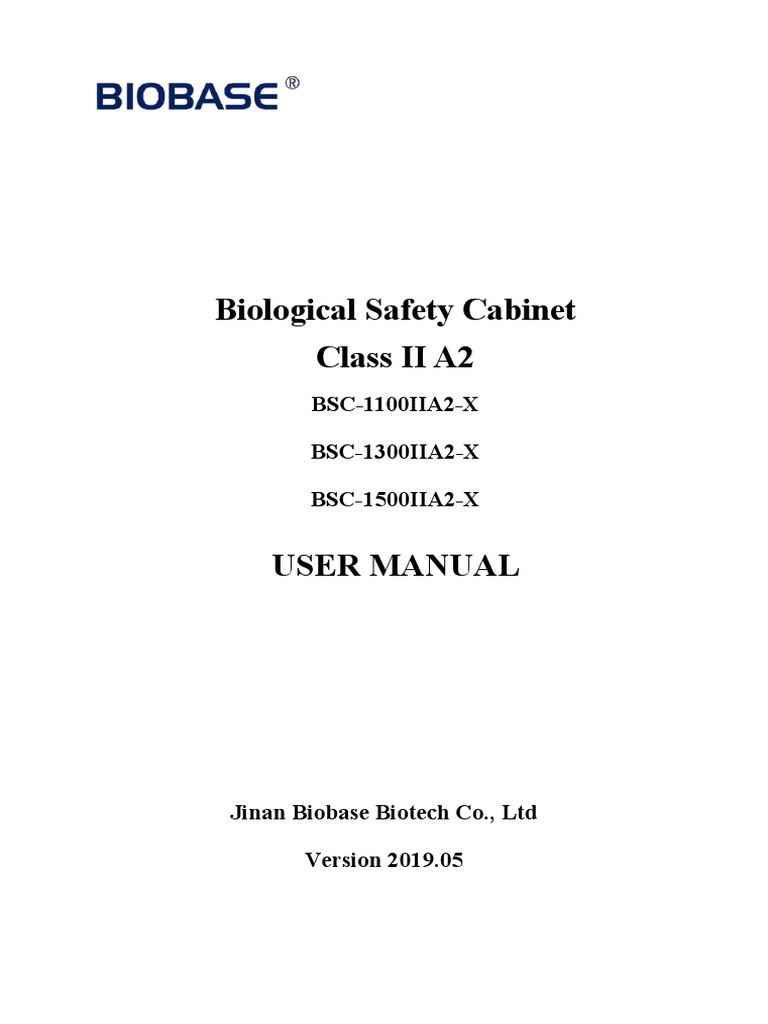 Biobase Class II A2 Cabinet Manual | PDF | Sterilization (Microbiology ...