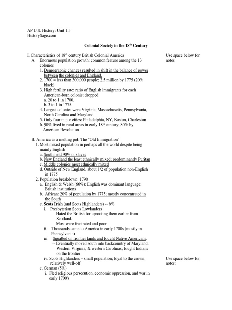 Colonial Society in the 18th Century: Population Growth, Ethnic ...