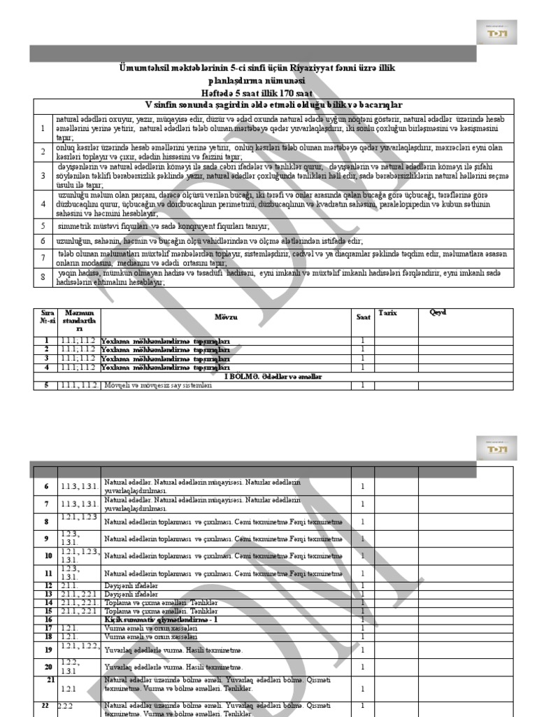 Riyaziyyat 7 Ci Sinif | PDF