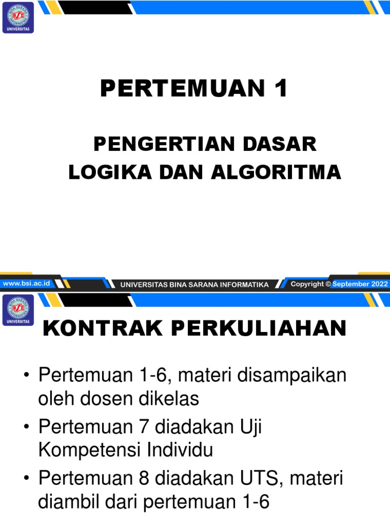 Pertemuan 1: Pengertian Dasar Logika Dan Algoritma | PDF