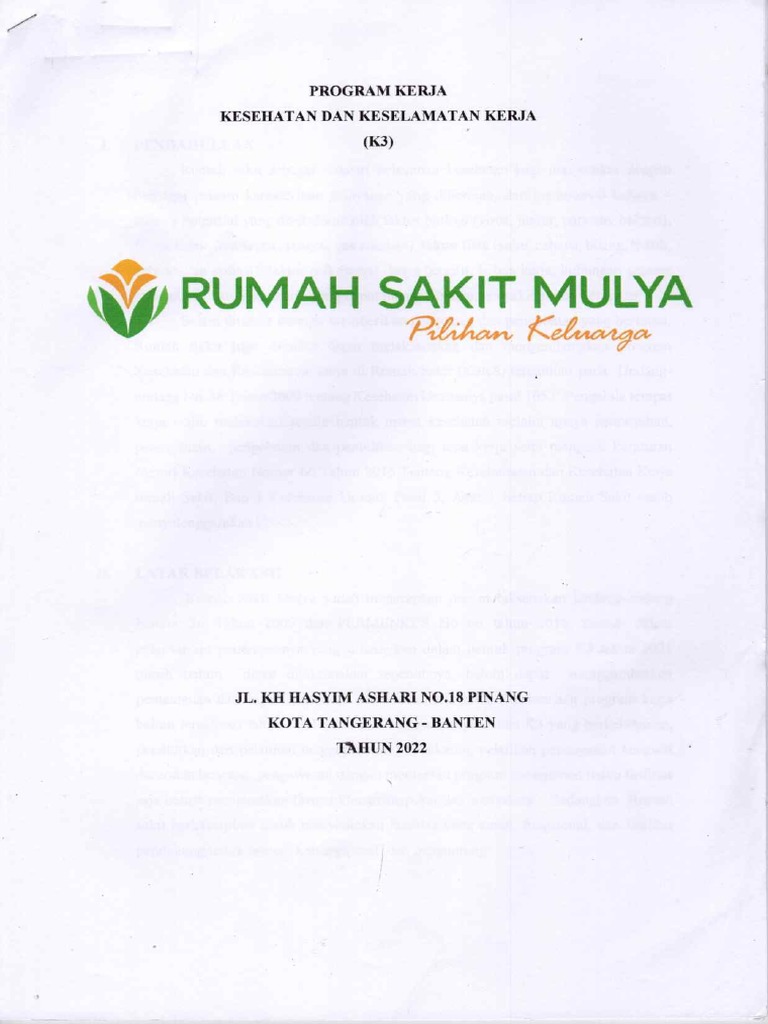 KPS 9.a PROGRAM KERJA K3 TAHUN 2022 | PDF