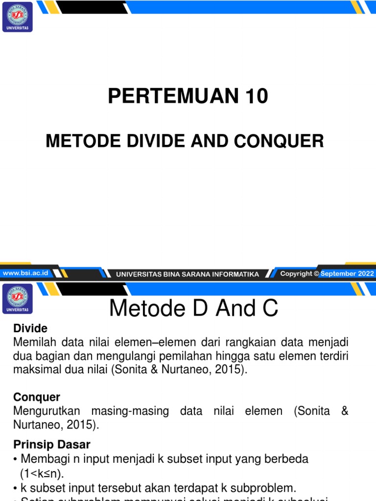 Pertemuan 10: Metode Divide and Conquer | PDF