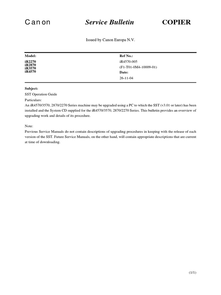 Canon Service Bulletin Copier | PDF | Ip Address | Booting