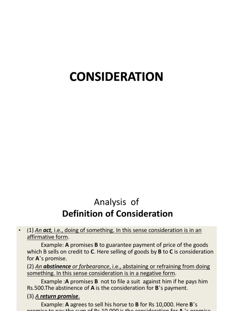 Consideration | PDF | Consideration | Assignment (Law)