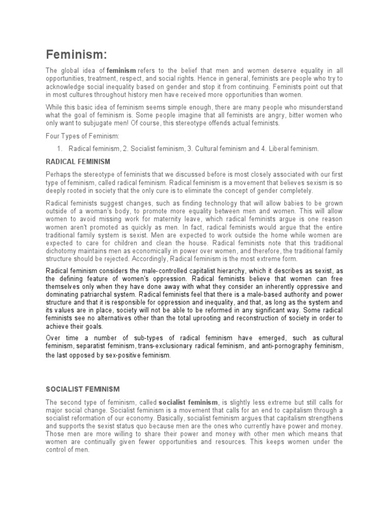 An Overview of Feminism and its Four Main Types: Radical, Socialist, Cultural, and Liberal ...