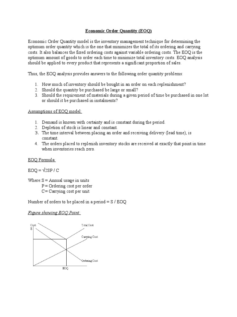 Economic Order Quantity | PDF | Inventory | Business Economics