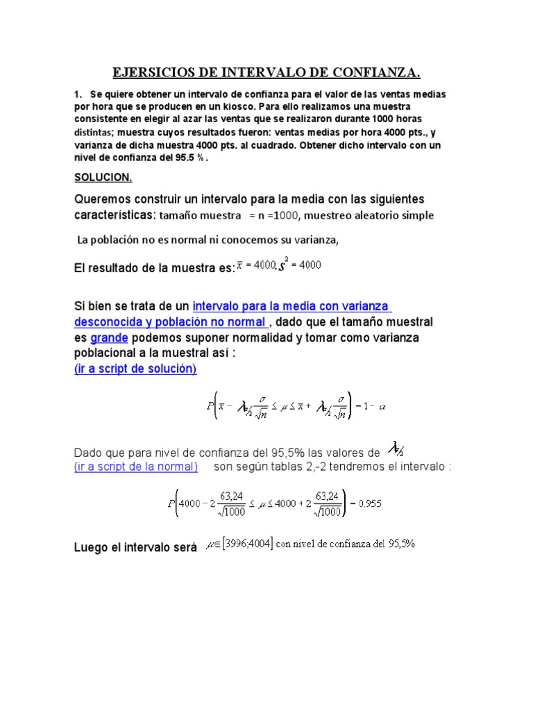 Tarea Ejercisios de Intervalos de Confianza | PDF
