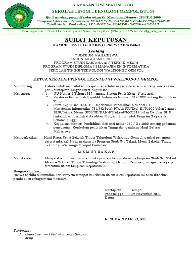SK Yudisium STT | PDF
