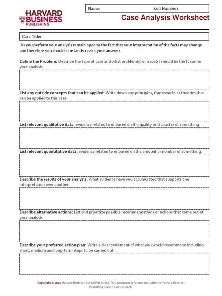 Case Analysis Worksheet | PDF