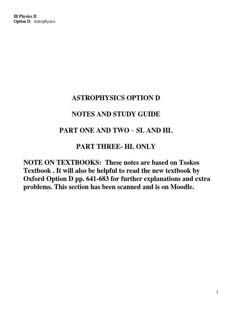 Astrophysics Notes For The IB Diploma Program | PDF | Stars | Big Bang