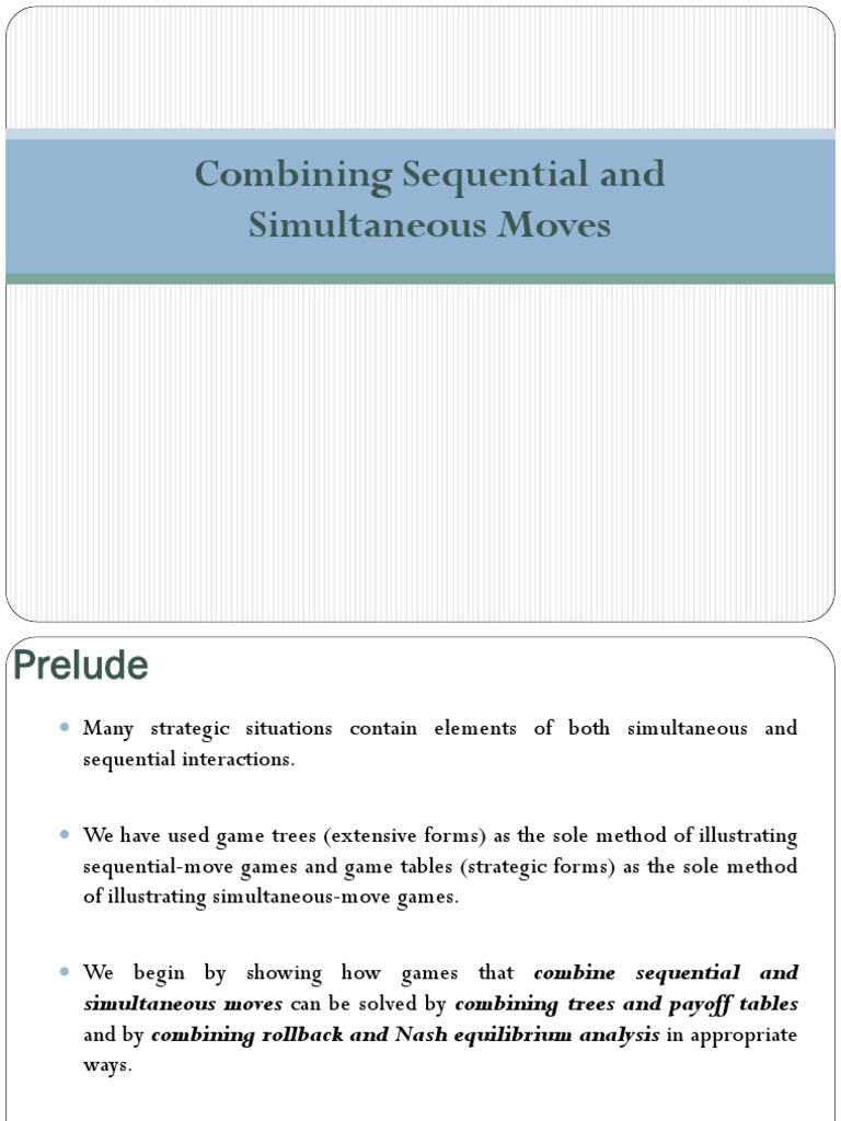 Sequential and Simultaneous Move Games | PDF | Mathematical And ...