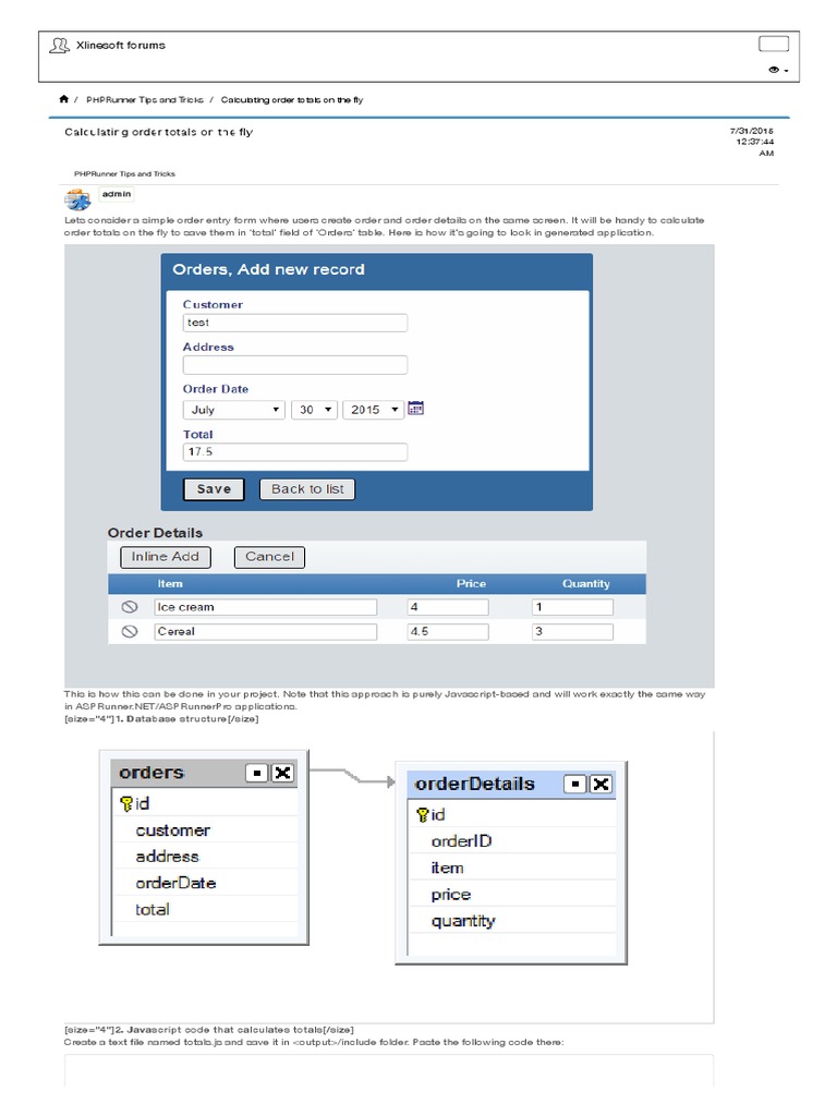 Calculating Order Totals On The Fly | PDF | Java Script | Databases