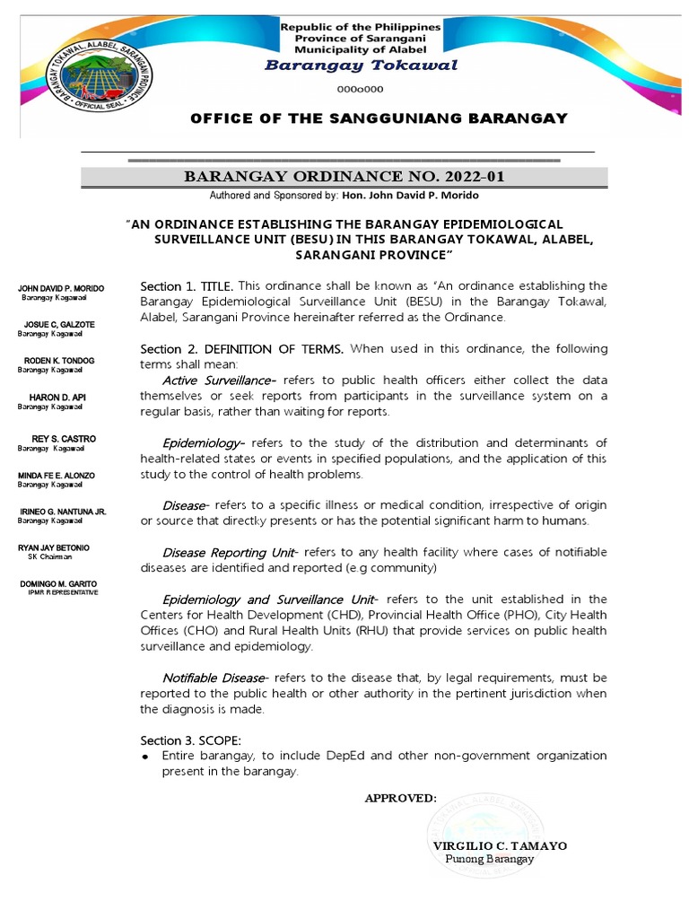 Ordinance #1. BESU | PDF | Public Health | Occupational Safety And Health