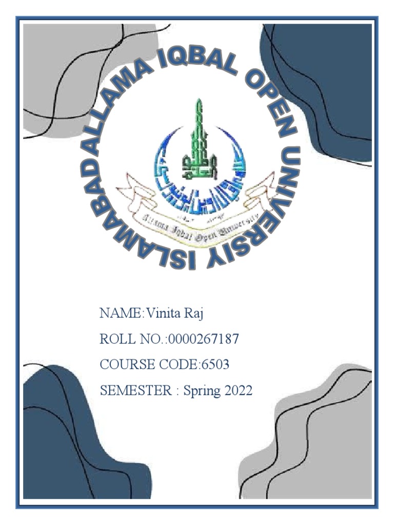 NAME:Vinita Raj ROLL NO.:0000267187 Course Code:6503 SEMESTER: Spring 2022 | Download Free PDF ...