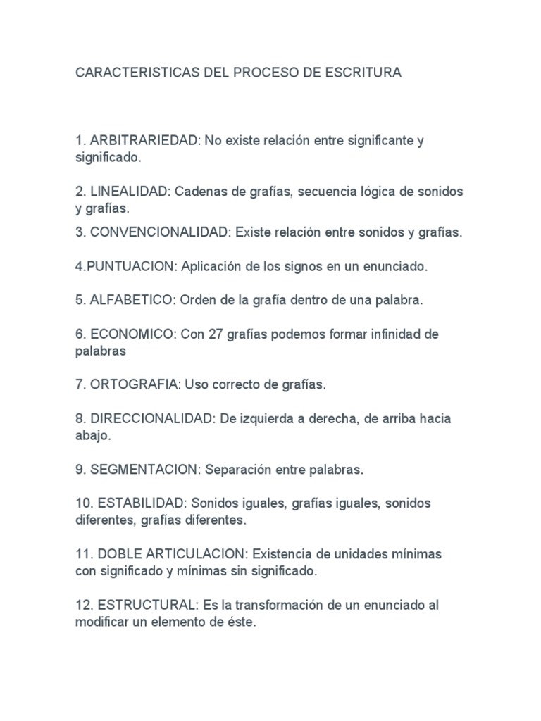 Caracteristicas Del Proceso de Escritura | PDF
