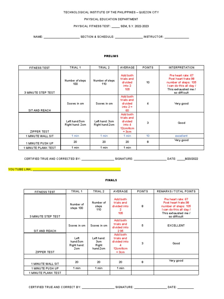 NEW Fitness Forms Sample | PDF