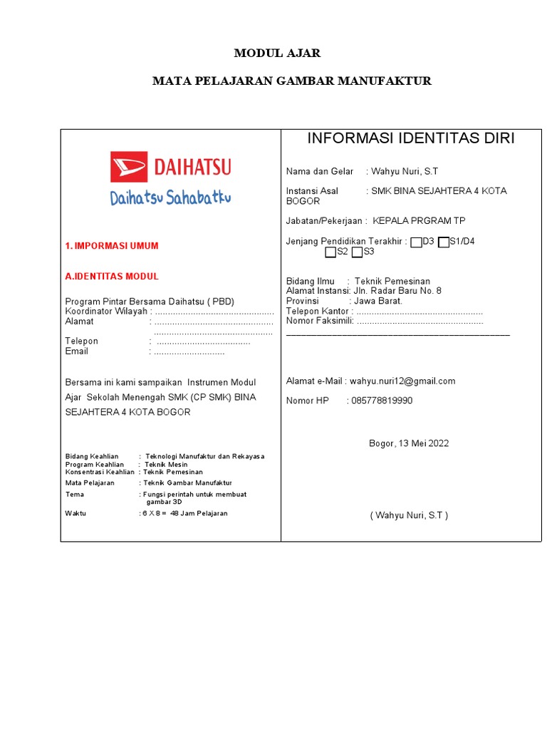 Modul Gambar Manufaktur 3D SMK | PDF