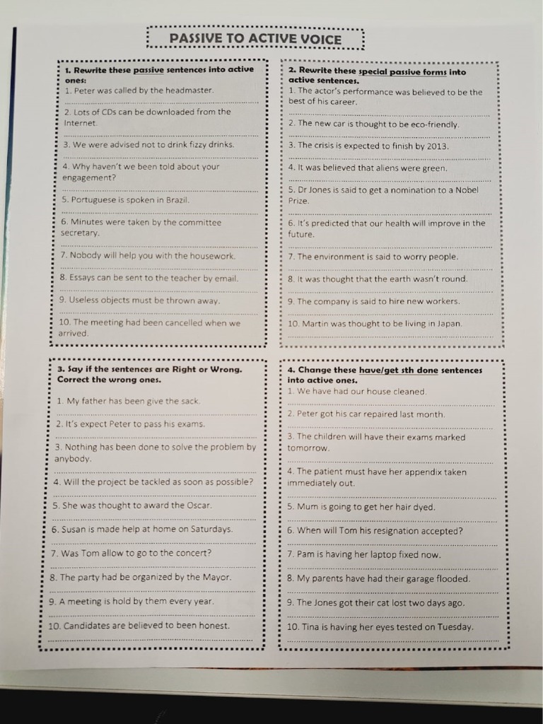 Exercises Passive and Active. | PDF