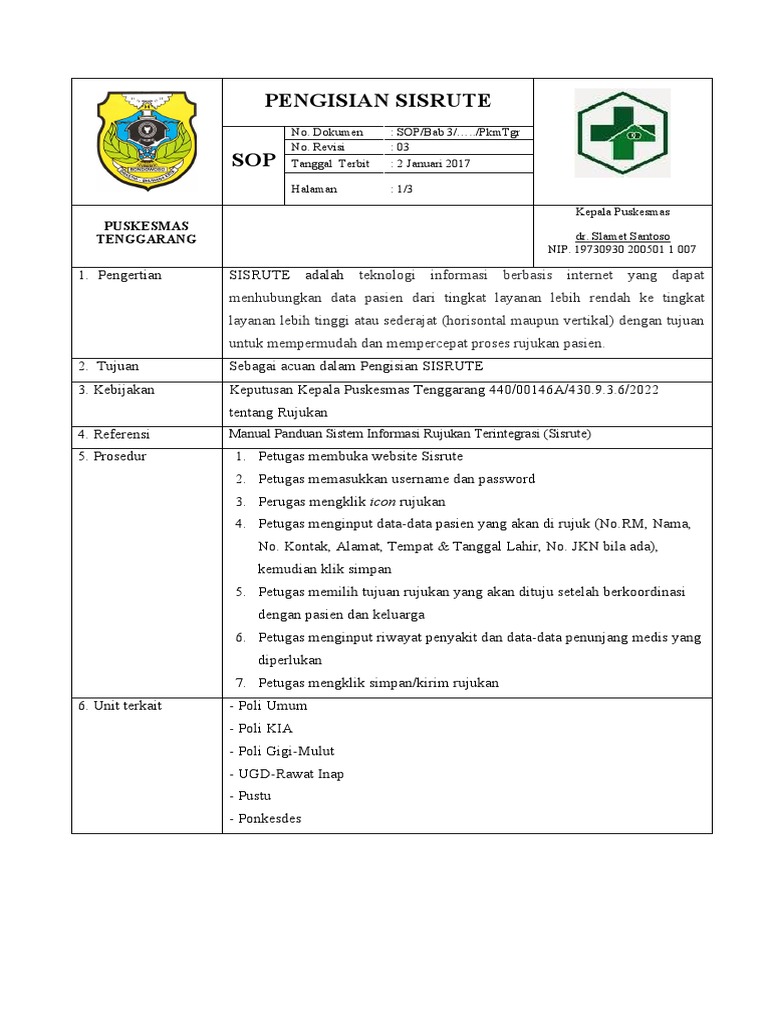 Sop Pengisian Sisrute | PDF