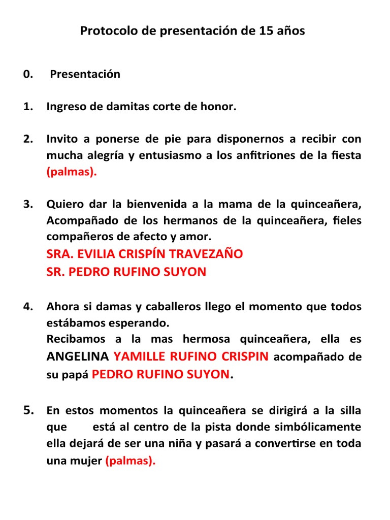 Protocolo de Presentación de 15 Años | PDF