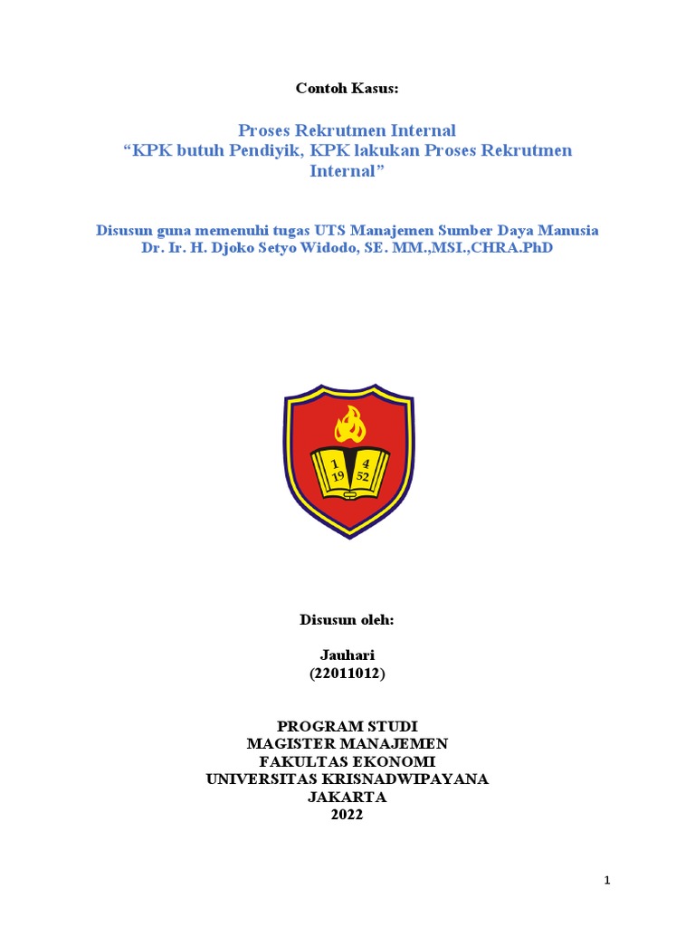 Contoh Kasus Rekrutmen Internal KPK | PDF