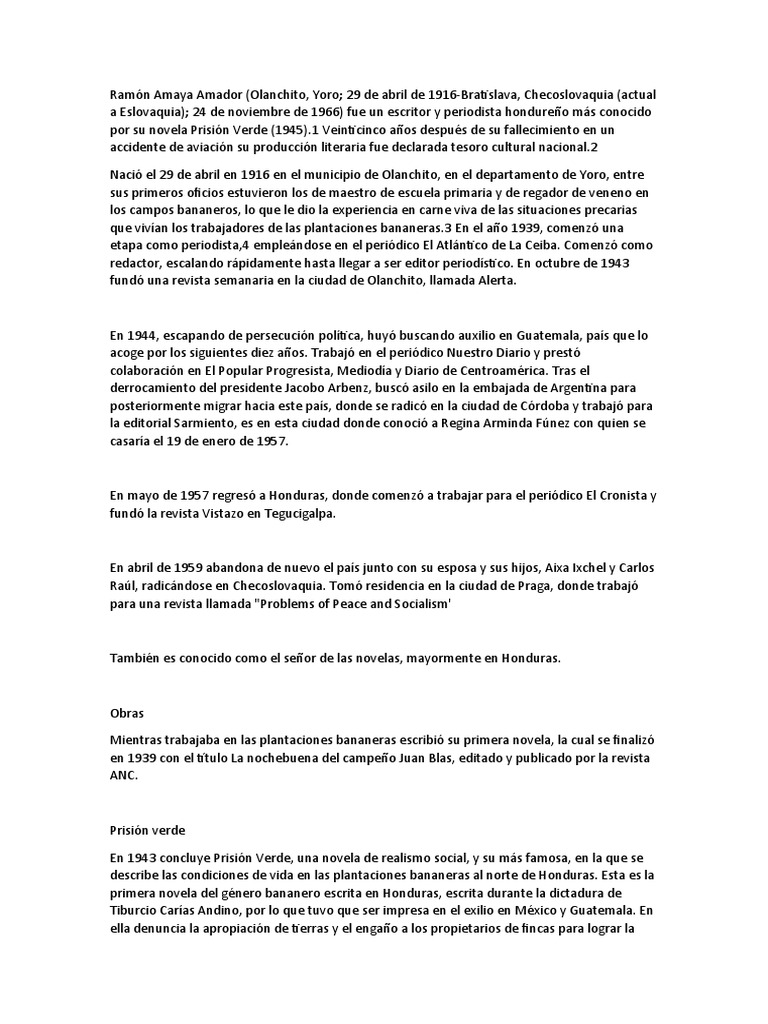 Ramón Amaya Amador Analisis Literario | PDF