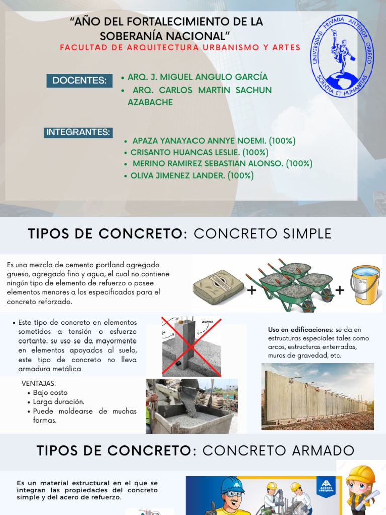 Presentación de Ficha Técnica de Tipos de Concreto | PDF