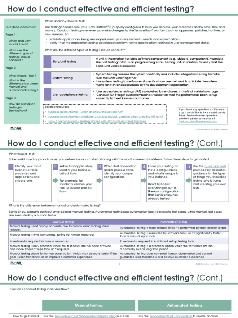 ServiceNow Testing-Basics | PDF | Usability | Unit Testing