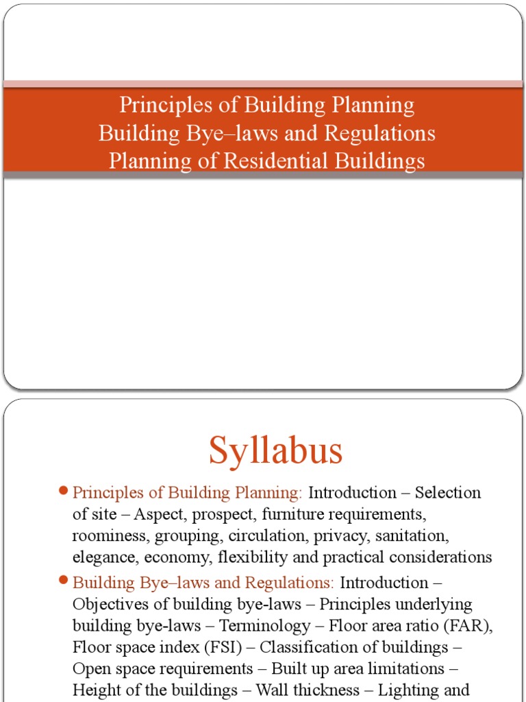 Principles of Building Planning | PDF | Wall | Room