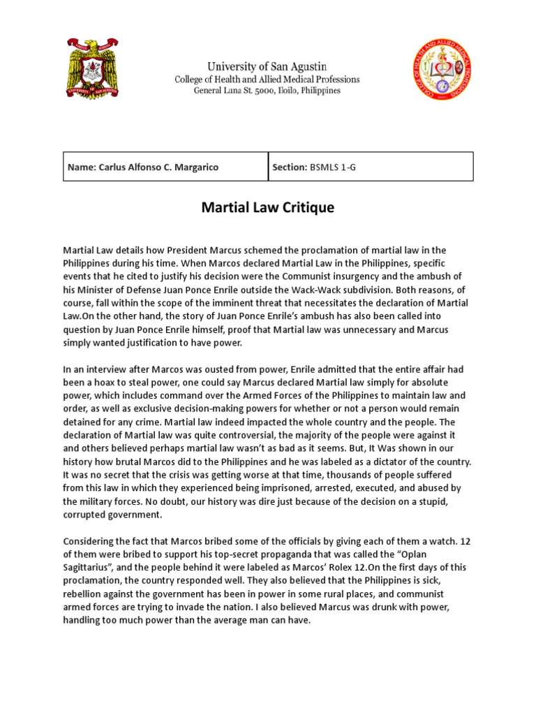 Martial Law Critique | PDF