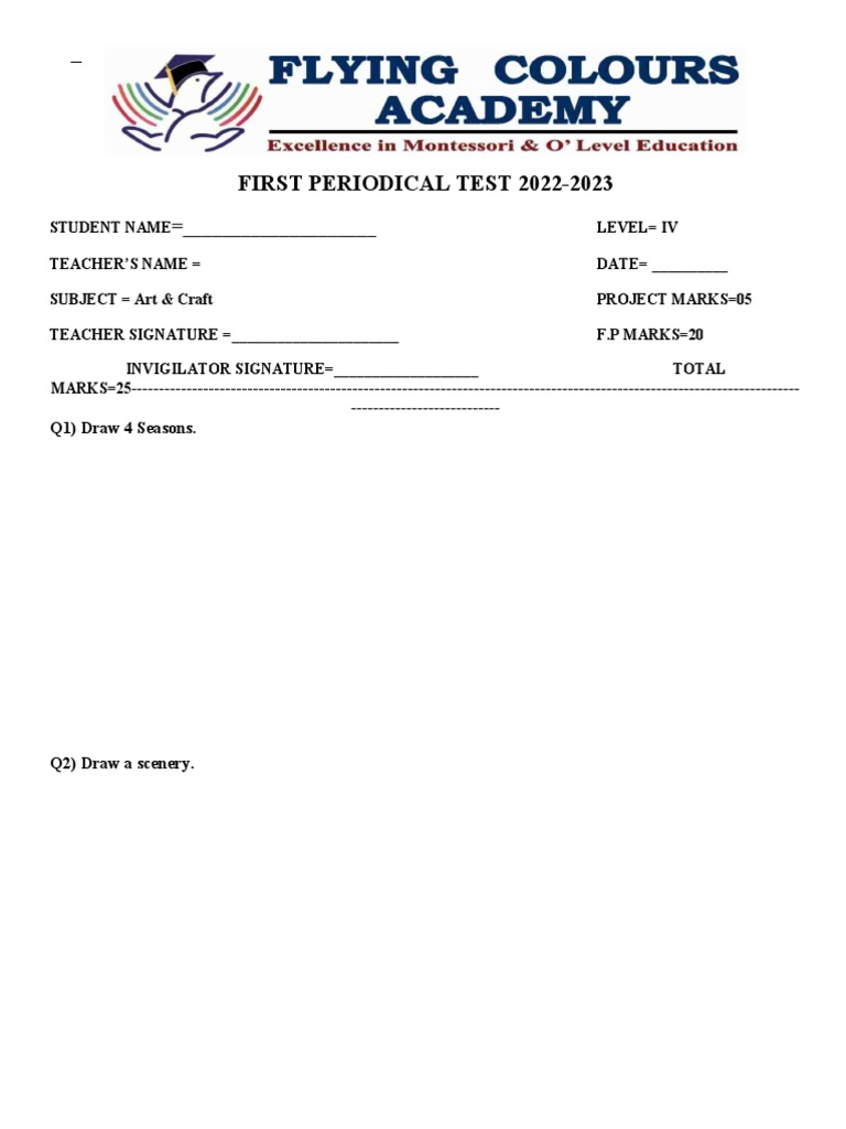 Class 4 Autumn Drawing Test Paper | PDF