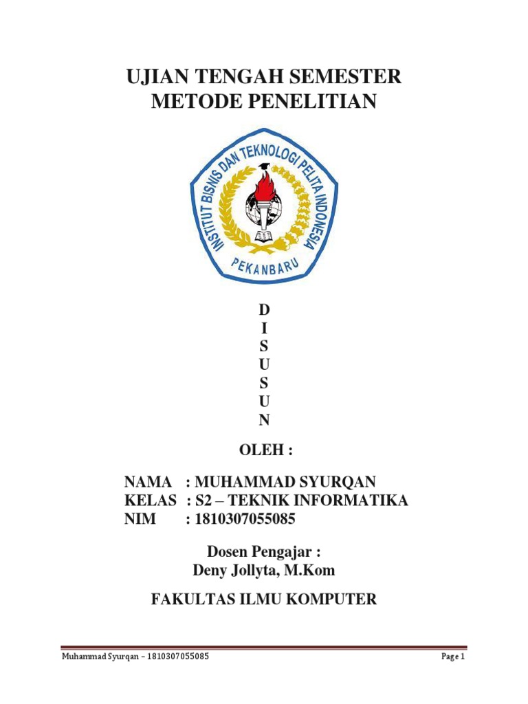 UTS Metode Penelitian - Muhammad Syurqan 1810307055085 | PDF
