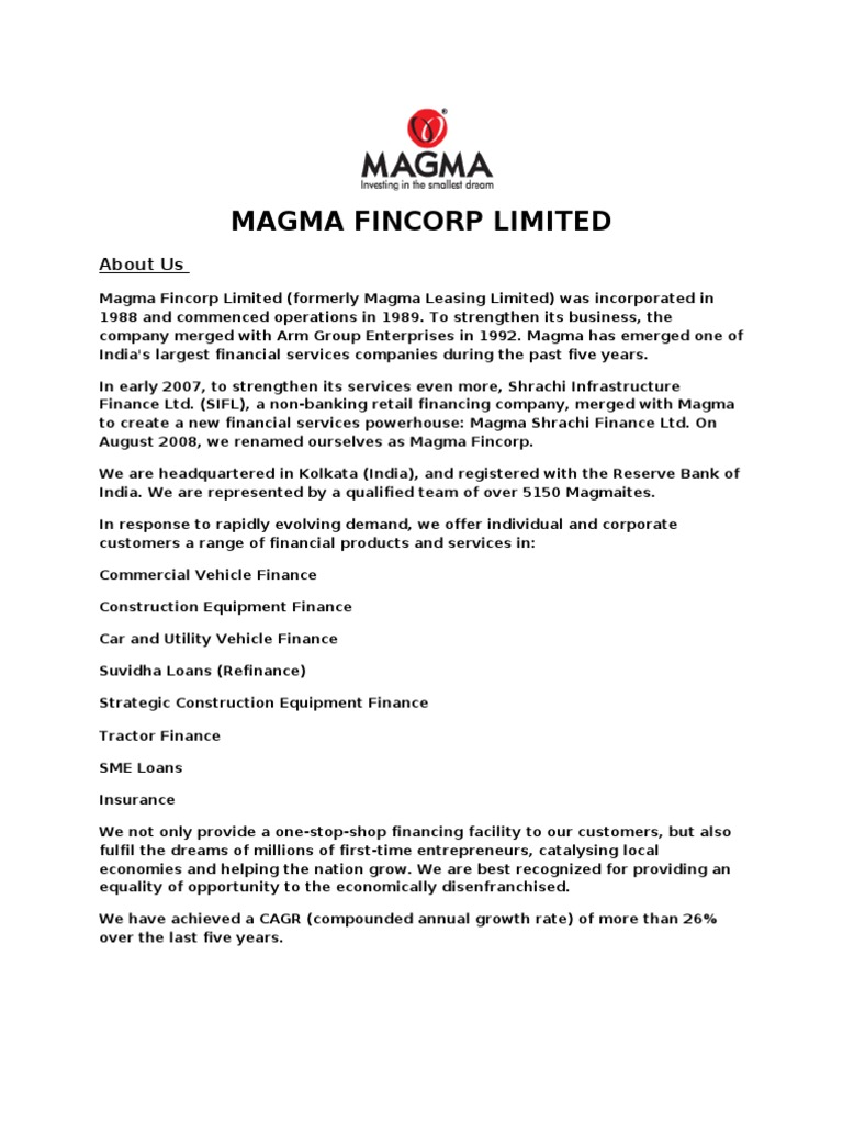 Magma Fincorp Limited | PDF | Insurance | Business
