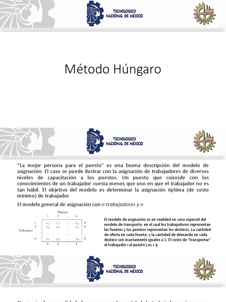 Método Húngaro | PDF | Transporte | Matriz (Matemáticas)