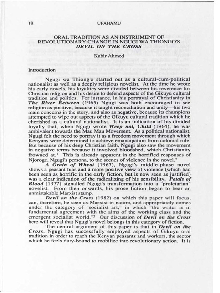 Devil On The Cross by Ngugi | PDF