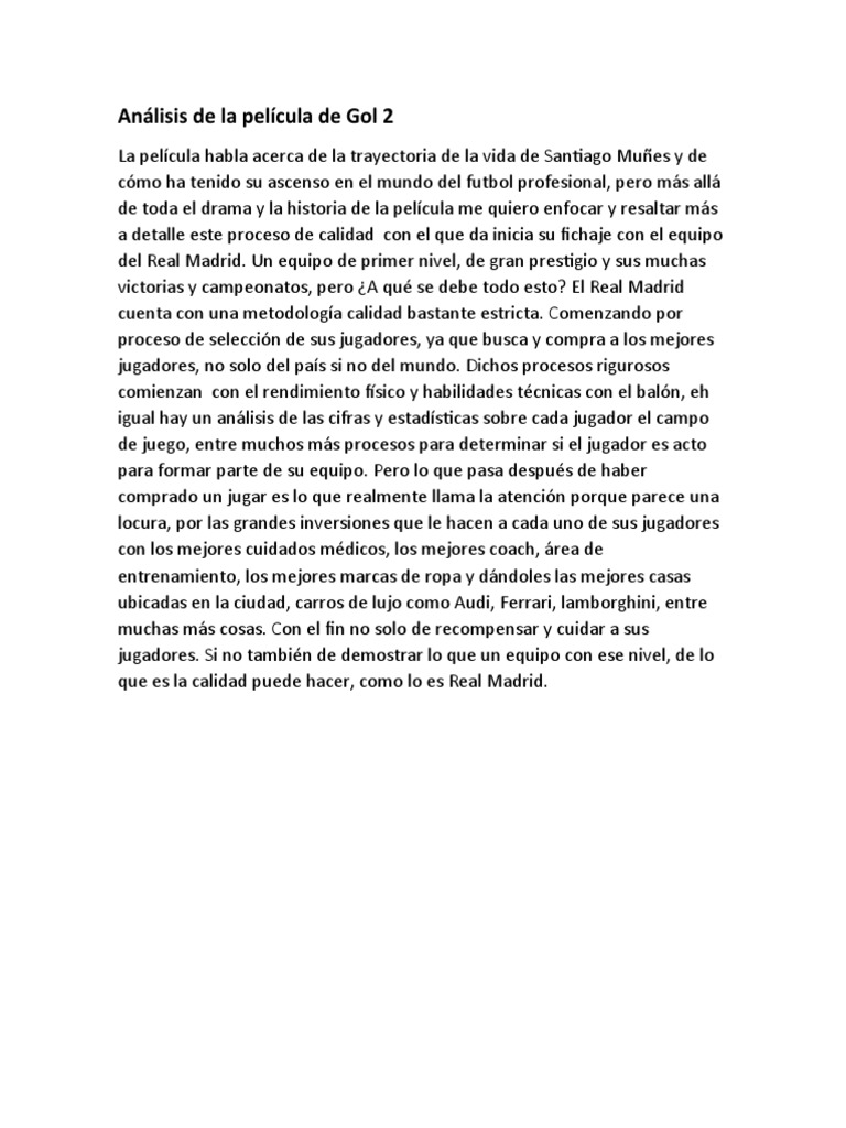 Análisis de La Película de Gol 2 | PDF