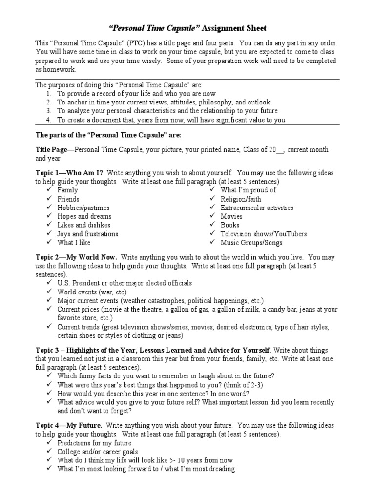 Time Capsule | PDF | Paragraph | Cognition