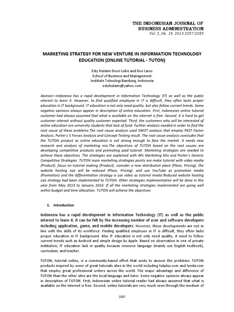 Marketing Strategy For New Venture in Information Technology Education ...