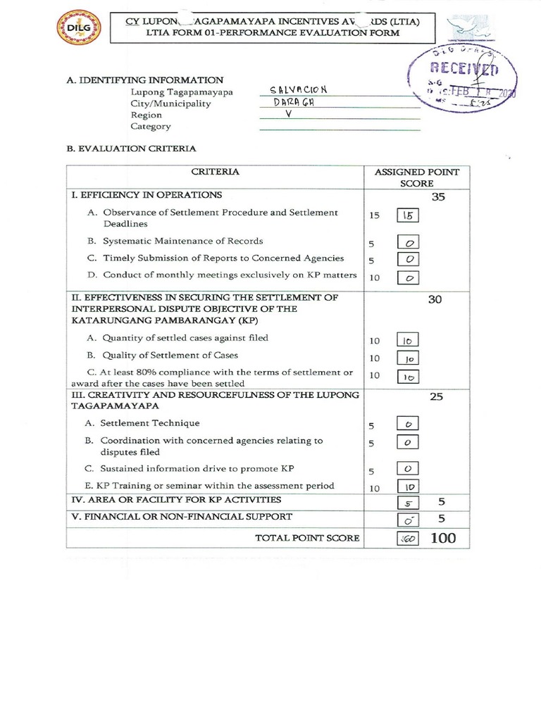 LTIA Evaluation Form | PDF