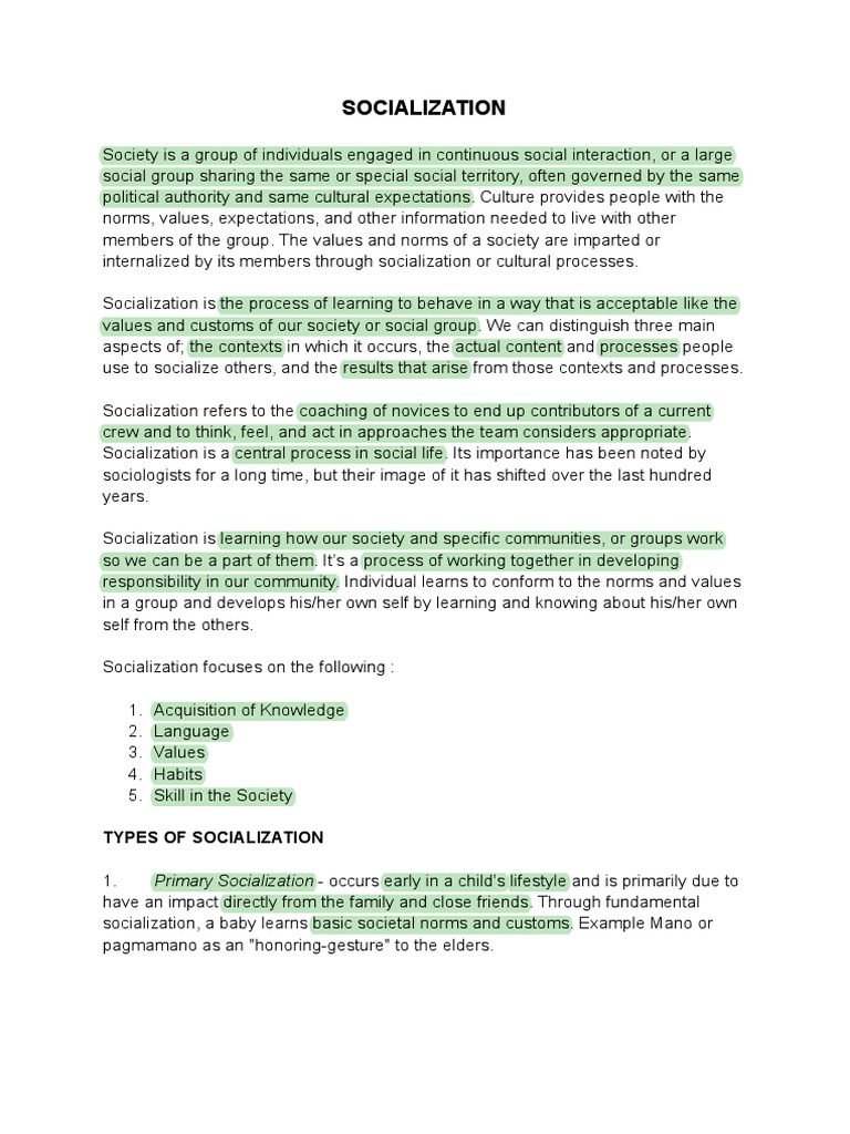 Ucsp Socialization | PDF | Socialization | Behavioural Sciences