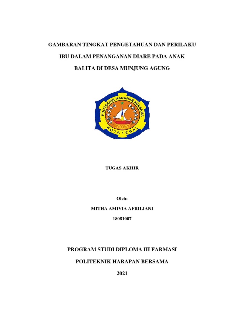 Gambaran Tingkat Pengetahuan Dan Perilaku Ibu Dalam Penanganan Diare Pada Anak Balita Di Desa ...