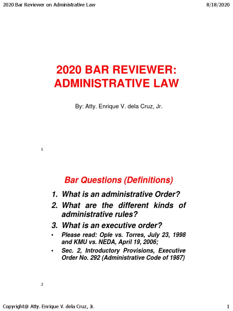 2020 Bar Reviewer - Administrative Law | PDF | Administrative Law ...