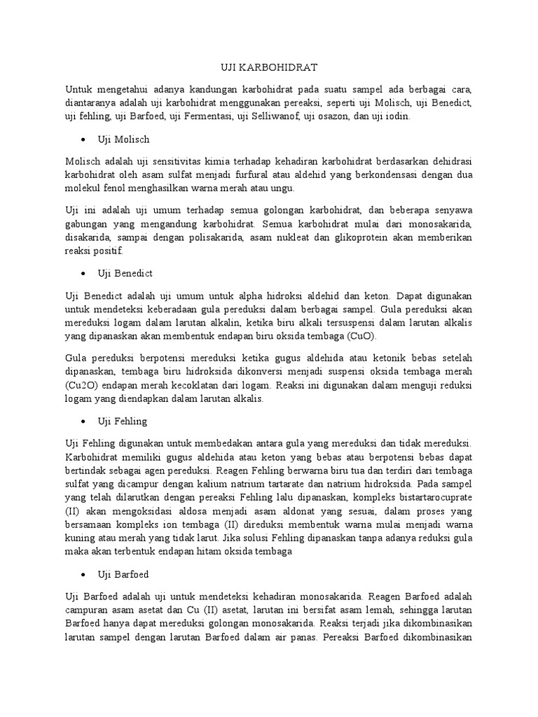 Uji Karbohidrat | PDF