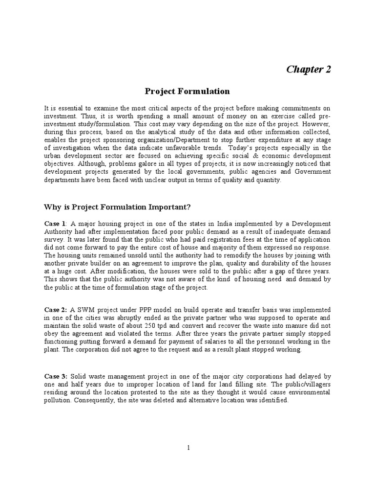 Chapter 2 Project Formulation Mod | PDF | Feasibility Study | Cost–Benefit Analysis