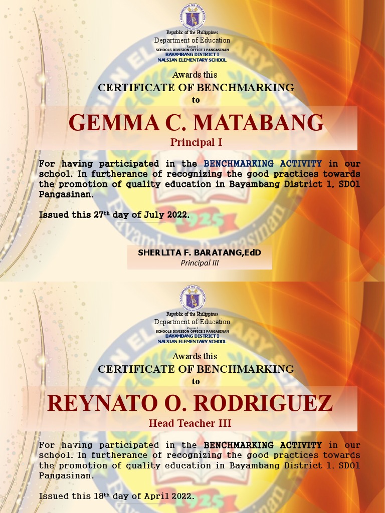 Certificate of Benchmarking Awards | PDF | Governance | Government ...