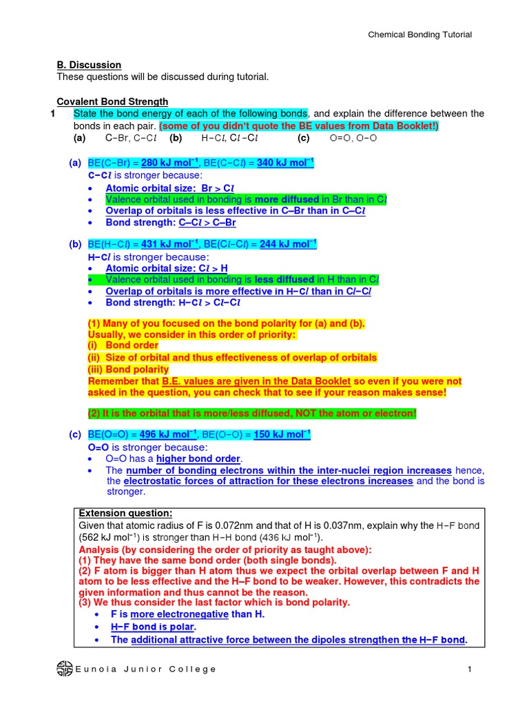 02 - CB Tut (B1-5 Ans) | PDF | Chemical Bond | Valence (Chemistry)