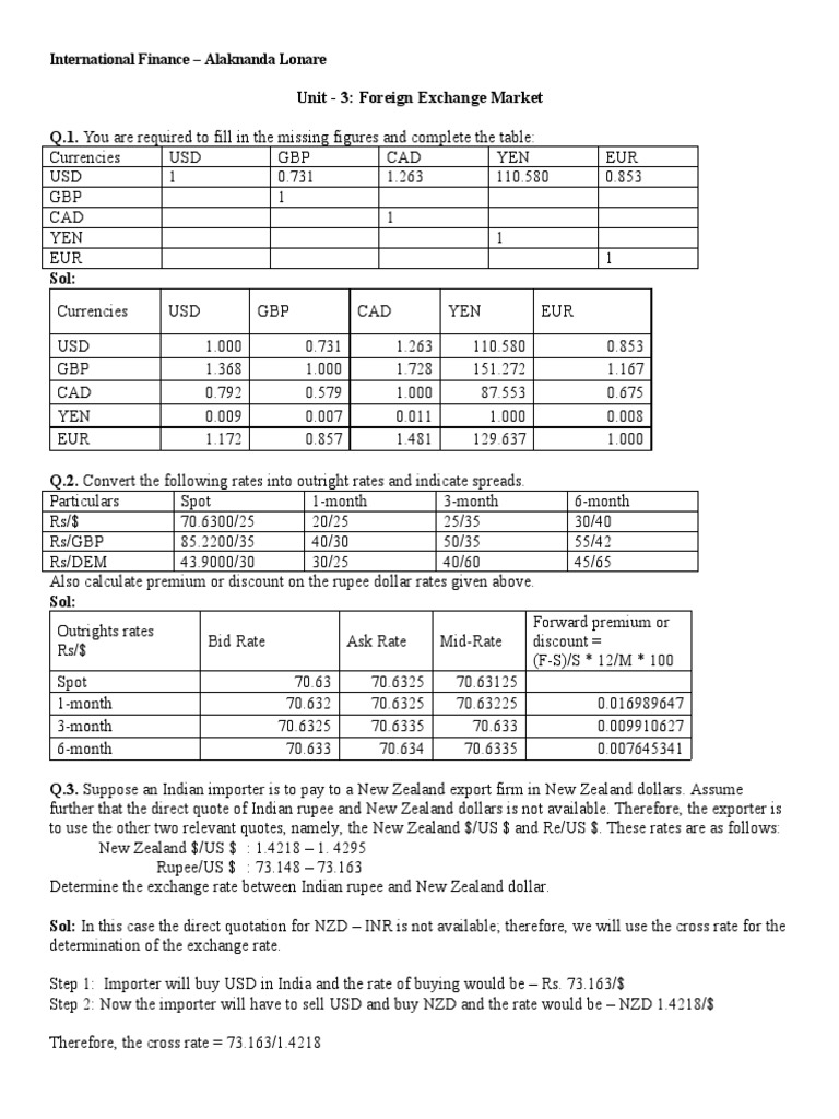 Unit - 3 Forex Market | PDF | Arbitrage | Investing