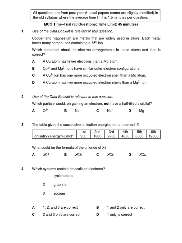 Mock MCQ Time-Trial | PDF | Isomer | Chemical Reactions