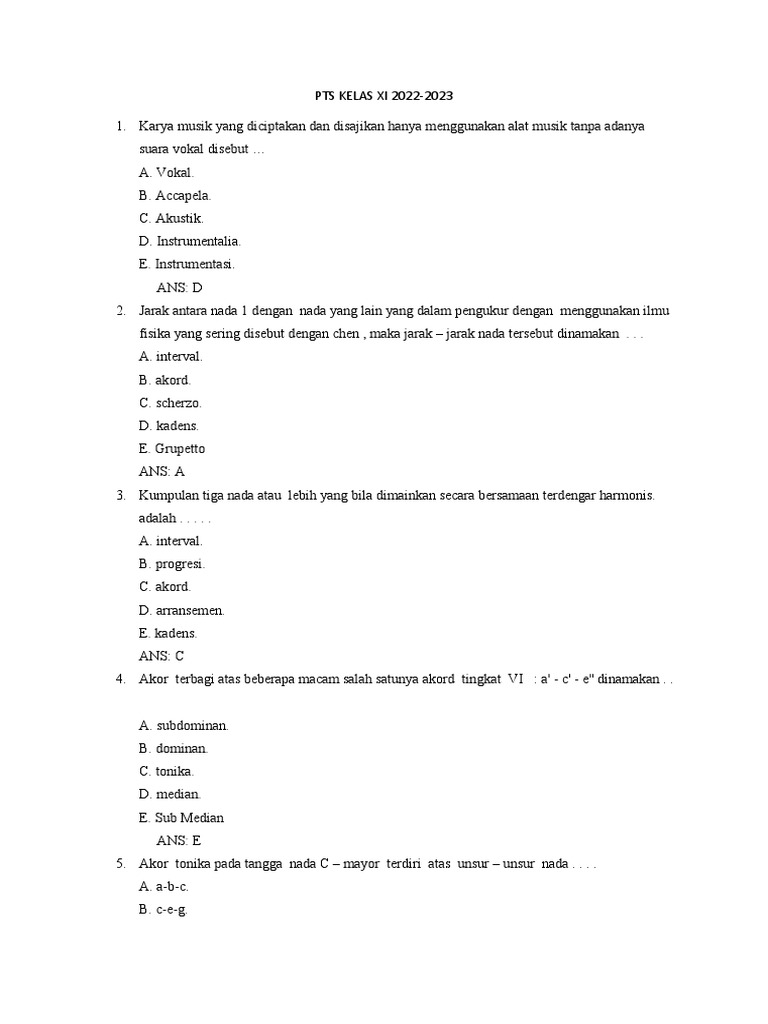 PTS Kelas Xi 2022-2023 | PDF