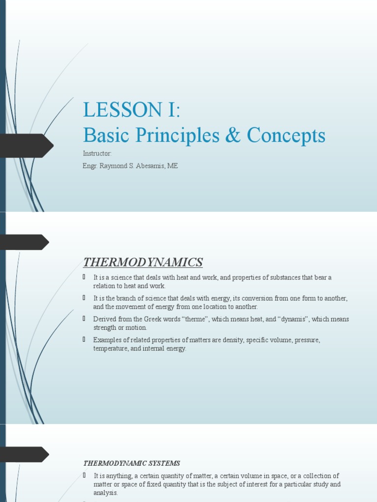 Thermodynamics - Lesson 1 | PDF | Thermodynamics | Pressure